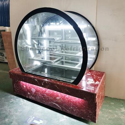 China Round Shape 1.6m Cold Cake Display Fridge With Adjustable Shelves CE Certificated for sale