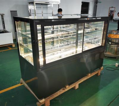 China CFC Free Refrigerated Cake Display Case Cake Showcase Fridge Front Back Opening for sale