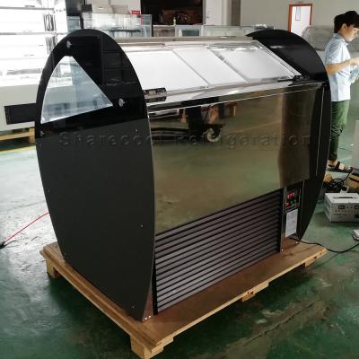 China Secop compressor Ice Cream Glass Top Freezer Back Acrylic Sliding Door for sale