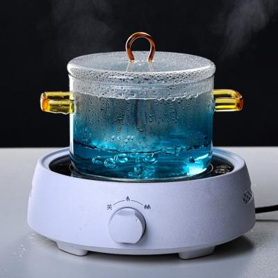 China hot cover Gradient high borosilicate glass cooking pot heat resistance chafing dishes glass pan soup pot for sale