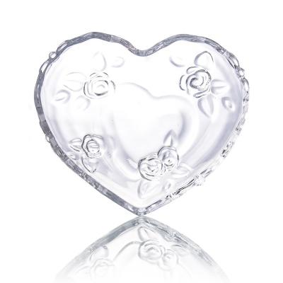China Amazon hot sale wholesale heart clear dish dessert glass fruit tray for sale