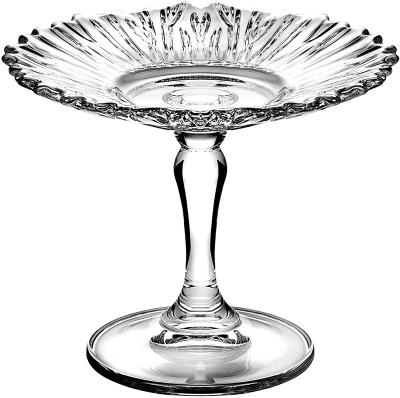 China Mini French cake shop Platter vintage clear pie round glass dinner plate for sale