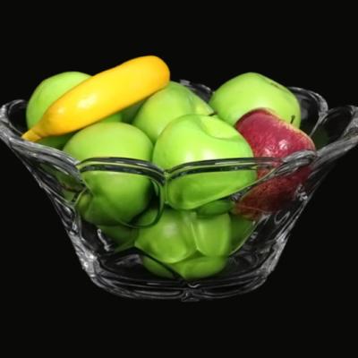 China Customized Ice Crack Clear Set Dinnerware Vegetables Fruit Salad Round Glass  Plate for sale