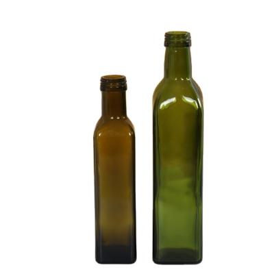 China 8.45oz olive oil custom screw lid hot stamping custom square vodka glass bottles for sale