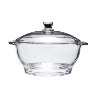 China 1.5L cookwear heat resistant handle transparent round mouth cooking luxury boiling glass soup pot for sale