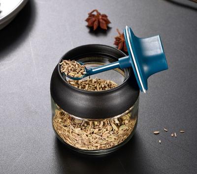 China Amazon top sale spice have brush transparent seasoning glass bottle for sale
