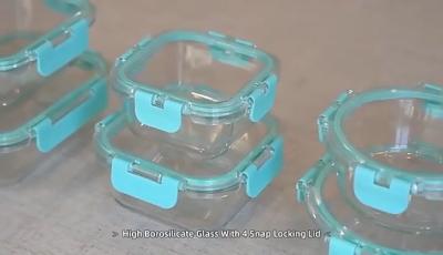 China multifunctional fresh keeping food Storage lid rectangular glass containers airtight lunch bento boxes for sale