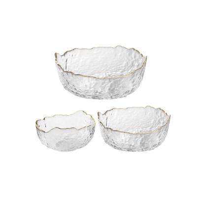 China Amazon top sale Irregular Phnom Penh transparent glass salad bowl for sale