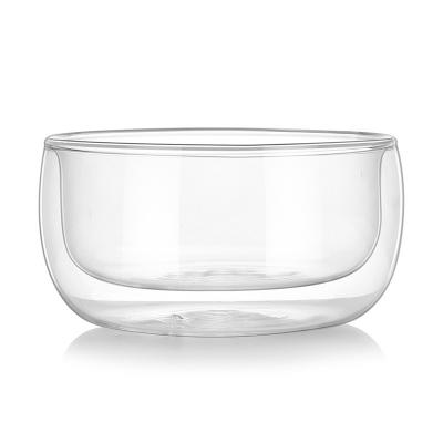 China Amazon hot sale transparent round double big glass salad bowl for sale