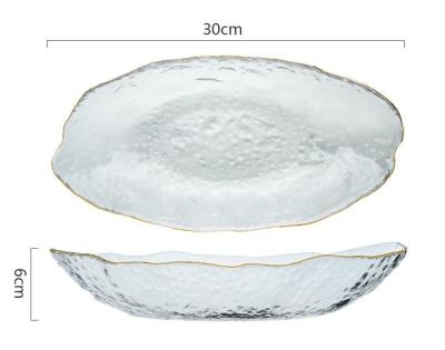 China Japanese style Phnom Penh irregular glass household tableware salad fruit plate for sale