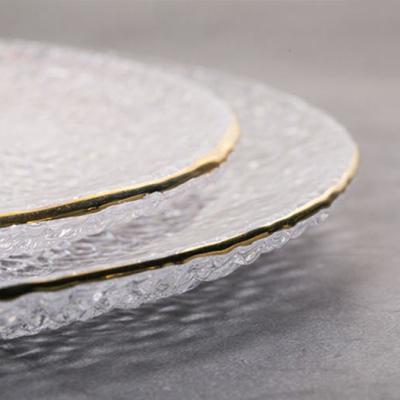 China retail round container transparent clear gold thin trim small crystal glass dish for sale