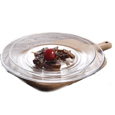 China Simple transparent household wholesale customized salad clear glass charger plate for sale