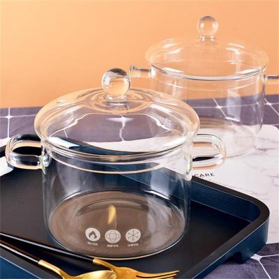 China Heat Resistant Mmicrowave Safe high borosilicate glass cooking pot Casserole Glass Cookware with Glass Lid for sale