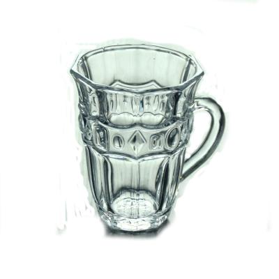 China Customizable LOGO round mouth transparent glass cup with handle for sale