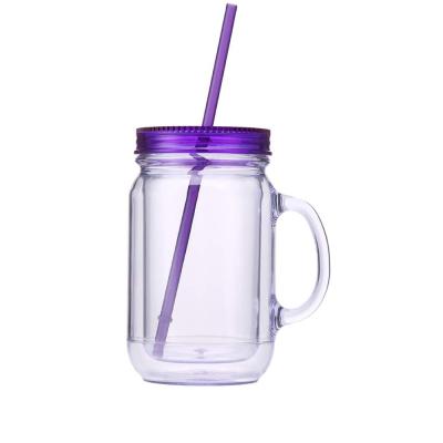 China Straw Mason Jar Clear Drinking Lids Double Glazing Convenient Crystal Kitchen Bottle Logo Round glass bottle cup for sale