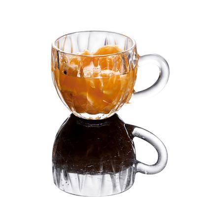 China handle transparent custom simple drink logo round mouth light luxury creative glass cup for sale