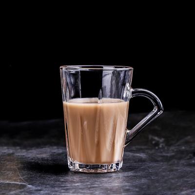 China custom made single layer handle fashion luxury wall glass coffee clear drinking cups for sale