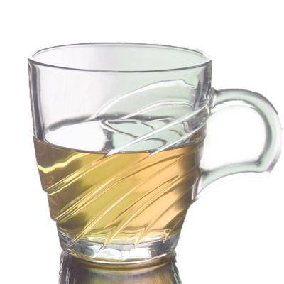 China 215ml handle transparent ice personalize cold drink fashionable cheap creative luxury glass cup for sale