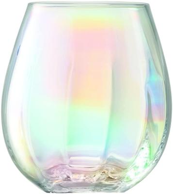 China 425.88ml colour wine elegant round Mother Pearl Flat bottom cold drinks creative glass cup for sale
