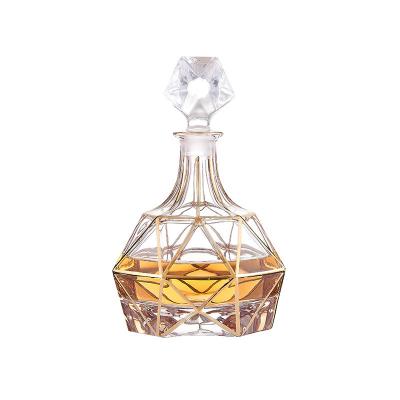 China Luxury creative champagne set goldline cup red wine drink crystal glass mug decorative for sale