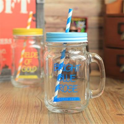 China straw mason jar clear drinking lids double glazing  convenient crystal wine glass cups for sale