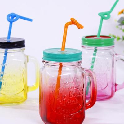 China straw mason jar clear drinking lids double glazing  convenient crystal wine glass cups for sale