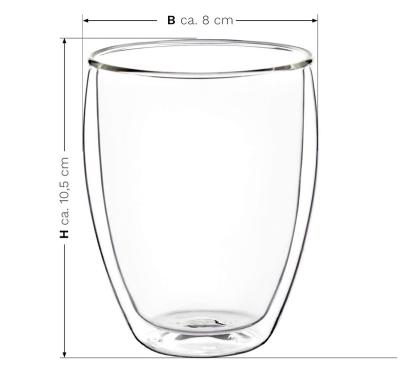 China Unique Coffee Design Clear Egg Shaped Round Double Glass Cup for sale