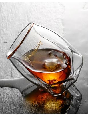 China Custom lead-free creative personality custom LOGO double gift glass short whiskey glass heavy bottom heavy bottom for sale