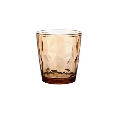 China ripple desert crystal amber pink green color glass cups for sale