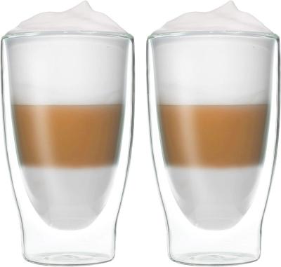 China Good Quality Clear 400ml Reusable Coffee Borosilicate Double Wall Glass Drinking Cup cupping glass for sale