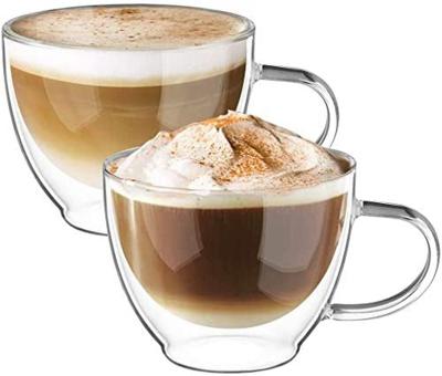 China luxury transparent thermal double wall insulated coffee glass cup for sale