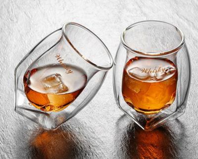 China creative double layer insulated whiskey glass spirit wine cup for sale