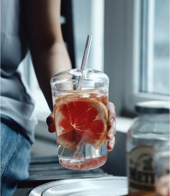 China wholesale cappuccino creative mason jar lid bubble tea coffee glass mug for sale