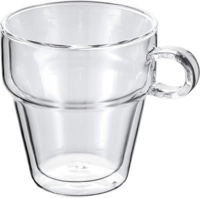 China Wholesale Customized Borosilicate Double Wall Tea Glass Handle Coffee Cup for sale
