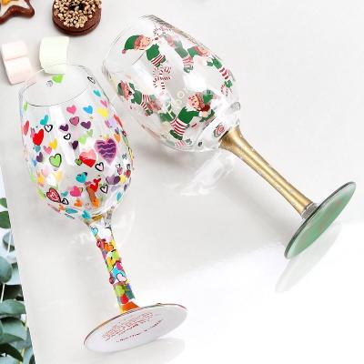 China Customized  pattern logo Festival drawing goblets American European wine glass cup for sale