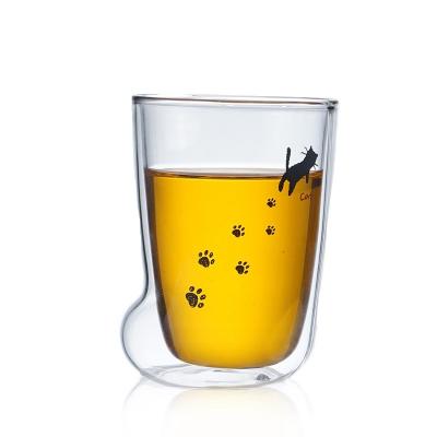 China straight sided milk creative animal style high borosilicate glass cup for sale