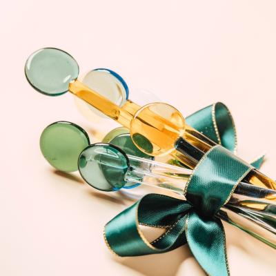 China Custom Logo Colourful Clear Glass High Borosilicate Reusable Bar Glass Stirring Stick Drinking Dessert Stirrer for sale