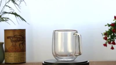 China Hand Made Custom High Borosilicate Glass Heat Resistant Reusable Double Wall Glass Coffee Tea Cups Mug for sale