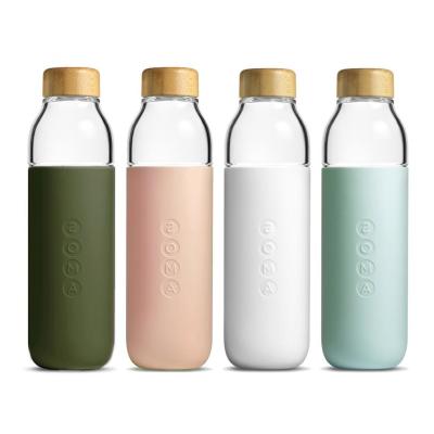 China clear color heat resistant transparent nordic wood lid silicone protective cover Water glass cup for sale