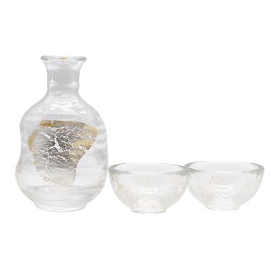 China Japanese hand-made sake pot sake cup gold leaf sake pot glass wine set for sale