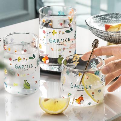 China wholesale Logo Flower Heat Resistant Machine Customized Printing Color Milk Glass Cup for sale