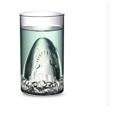 China Unique Reusable Heat Resistant Drinking 350ml Custom Thermal Whiskey Beer Shark Glass Wine Cup for sale