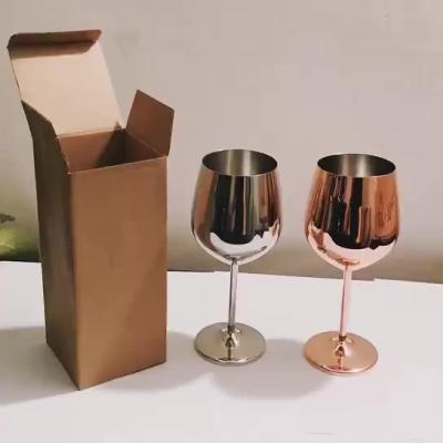 China 500ml Creative 304 stainless steel single-layer tall glass red wine cup colorful large capacity drum resistant copper plating cu for sale