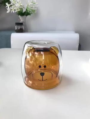 China Wholesale amazon top seller creative cartoon double glass Bear milk coffee cup for sale