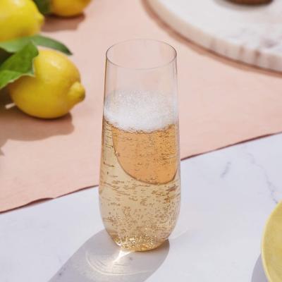 China Amason hot sale 9oz Plastic Stemless custom logo champagne flutes birthday gift for sale