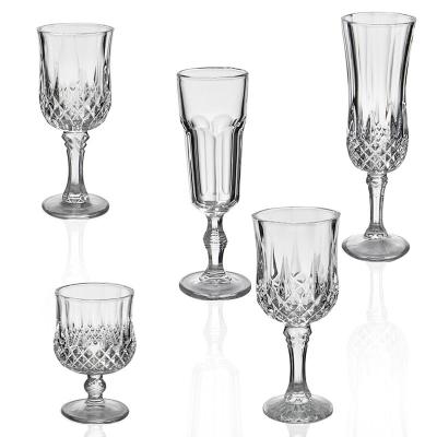 China Creative embossed lead-free glass goblet juice cup  Red Wine glass for sale