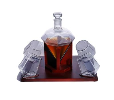 China 5 Pcs Sealed Thickened Diamond-shaped Wine Set Whisky Bottle for sale