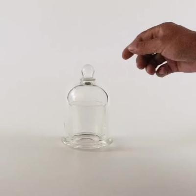 China Glass Candle Jar Bell Cloche Dome Glass Lid Luxury  Scented Wax Cup Candle In Domed Jar For Making Candle for sale