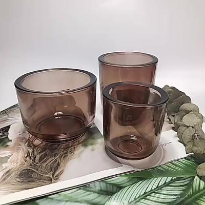 China clear glass Tea Light Holder simple glass candlestick Nordic candle jar Morandi candle cup tealight candle holders for sale