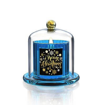 China 200ml Christmas-themed glass candle jar with cover for sale